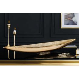 Riess Ambiente Handgearbeitete Deko Schale GOLD LEAF 80cm antik gold Aluminium Riess-Ambiente Barock Modern