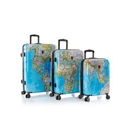 Heys Black Camo 4 Rollen Kofferset 3-teilig mit Dehnfalte in world map | Gr.: onesize