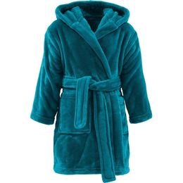 REDBEST Fleece Kinder-Bademantel mit Kapuze Perris in petrol | Gr.: 110/116