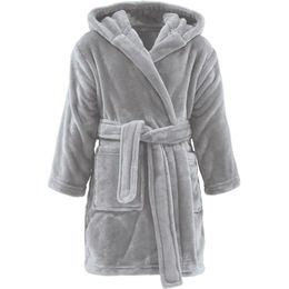 REDBEST Fleece Kinder-Bademantel mit Kapuze Perris in silber | Gr.: 86/92