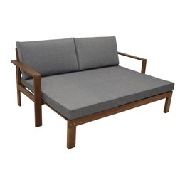 DEGAMO Liegesofa PARANA ausziehbar 180x136cm, Akazie ge&ouml;lt, mit Auflagen grau