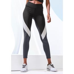 active by Lascana Sporthose LASCANA ACTIVE, Damen, Gr. XL (48/50), N-Gr, schwarz (anthrazit, wei&szlig;, grau), Single Jersey, Obermaterial: 95% Baumwolle, 5% Elasthan, unifarben mit Farbeinsatz, figurbetont lang, Hosen Sporthose, Sportleggings in Colourblockingdesign, Topseller