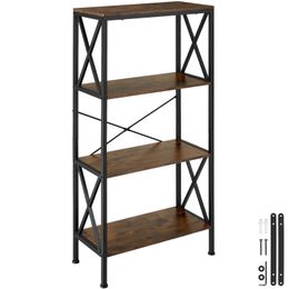 TecTake&reg; Regal, Industrial Style, 4 Ebenen mit seitlichen X-Streben, inklusive Kippschutz, 61,5 x 31,5 x 133,5 cm