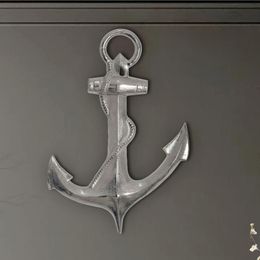 Deko Anker FineBuy Wanddeko 70 cm Silber XXL Maritim Aluminium Modern Wohndeko
