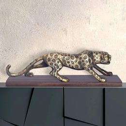 Deko Panther FineBuy Wohndeko 63 cm Aluminium Gold Dekoration Modern Tischdeko