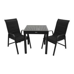 DEGAMO Garnitur ALCUDIA 3-teilig, Aluminium anthrazit + Kunstgewebe schwarz