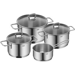 Topf-Set Silit "Alicante", grau (edelstahl), B:30cm H:22,5cm L:52,5cm, Töpfe, Silitherm-Allherdboden, induktionsgeeignet, spülmaschinengeeignet