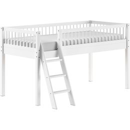 Spielbett Home Affaire, weiß (buche massiv weiß), B:135,5cm H:114cm L:207,5cm, Betten, aus massiver Eiche geölt, LF 90x2000cm, RR, Leiter u. Absturzschutz
