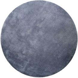 Teppich HOMIE LIVING, H:25mm &Oslash;:120cm, blau, Polyester, Wohnzimmer, Teppiche, "Pisa", Hochflor, Microfaser, uni, weich, Shaggy, Wohnzimmer,