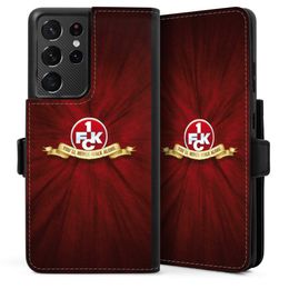 DeinDesign Galaxy S21 Ultra 5G Handy Klapph&uuml;lle Handyh&uuml;lle aus Kunst Leder schwarz Flip Case Logo Official Licensed Product 1. Fc Kaiserslautern Sideflip mit 