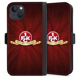 DeinDesign iPhone 13 Handy Klapph&uuml;lle Handyh&uuml;lle aus Kunst Leder schwarz Flip Case Logo Official Licensed Product 1. Fc Kaiserslautern Sideflip mit Lasche