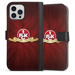 DeinDesign iPhone 13 Pro Max Handy Klapph&uuml;lle Handyh&uuml;lle aus Kunst Leder schwarz Flip Case Logo Official Licensed Product 1. Fc Kaiserslautern Sideflip mit 