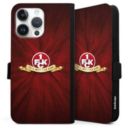 DeinDesign iPhone 14 Pro Max Handy Klapph&uuml;lle Handyh&uuml;lle aus Kunst Leder schwarz Flip Case Logo Official Licensed Product 1. Fc Kaiserslautern Sideflip mit 