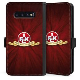 DeinDesign Galaxy S10 Plus Handy Klapph&uuml;lle Handyh&uuml;lle aus Kunst Leder schwarz Flip Case Logo Official Licensed Product 1. Fc Kaiserslautern Sideflip mit Lasche