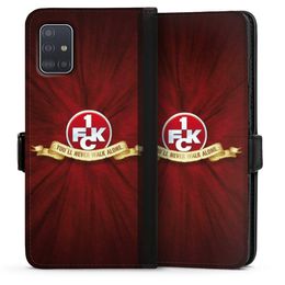 DeinDesign Galaxy A51 Handy Klapph&uuml;lle Handyh&uuml;lle aus Kunst Leder schwarz Flip Case Logo Official Licensed Product 1. Fc Kaiserslautern Sideflip mit Lasche