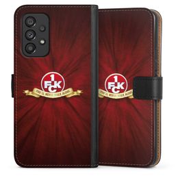 DeinDesign Galaxy A53 5G Handy Klapph&uuml;lle Handyh&uuml;lle aus Kunst Leder schwarz Flip Case 1. Fc Kaiserslautern Official Licensed Product Logo Sideflip mit langer 