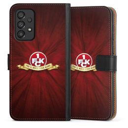 DeinDesign Galaxy A33 5G Handy Klapph&uuml;lle Handyh&uuml;lle aus Kunst Leder schwarz Flip Case 1. Fc Kaiserslautern Official Licensed Product Logo Sideflip mit langer 