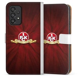 DeinDesign Galaxy A33 5G Handy Klapph&uuml;lle Handyh&uuml;lle aus Kunst Leder wei&szlig; Flip Case 1. Fc Kaiserslautern Official Licensed Product Logo Sideflip mit Lasche