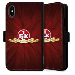 DeinDesign iPhone X Handy Klapph&uuml;lle Handyh&uuml;lle aus Kunst Leder schwarz Flip Case Logo Official Licensed Product 1. Fc Kaiserslautern Sideflip mit langer Lasche