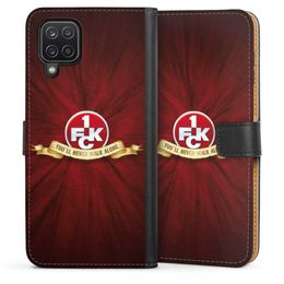 DeinDesign Galaxy A12 Handy Klapph&uuml;lle Handyh&uuml;lle aus Kunst Leder schwarz Flip Case 1. Fc Kaiserslautern Official Licensed Product Logo Sideflip mit langer 
