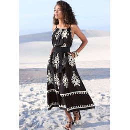 Lascana Midi-Kleid, Schwarz, Gr. 40, Damen, Strandkleider, Material: Viskose