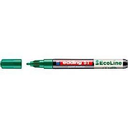 Lackmarker Edding 51 EcoLine, Schreibfarbe Grün, Rundspitze, Strichstärke 1-2 mm, mit Kappe, wasserbasiert, nachfüllbar, 10 Stück