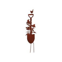 UNUS Gartenstecker Spaten mit Blumen Rostoptik in Braun | Gr.: onesize