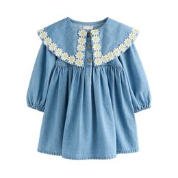 next Kleid M&auml;dchen Gr&ouml;&szlig;e 98 blue denim / gelb / wei&szlig;