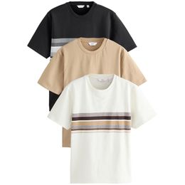 Next T-Shirt Herren Gr&ouml;&szlig;e XL beige / graumeliert / schwarz / wei&szlig;