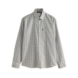 next Button Up Shirt male size XXL Navy / Brown / natural white