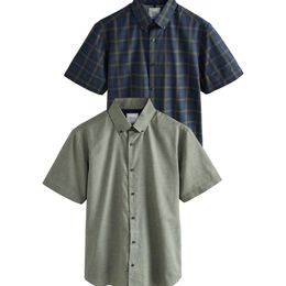 next Button Up Shirt male Green, Black size 4XL