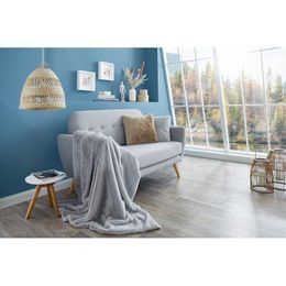 LUXOR living Wohndecke »Novara, Sofadecke 130x180 cm« Kunstfell, Kaninchenfell-Haptik, super weich, Kuscheldecke. waschbar grau Obermaterial: 100%...