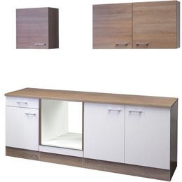 Flex-Well K&uuml;chenzeile &raquo;Samoa, wahlweise mit E-Ger&auml;ten&laquo; L-210-1606-000-SAMOA, Gesamtbreite 210 cm K&uuml;che: wei&szlig; + Front: Wei&szlig; / Sonoma Eiche +...