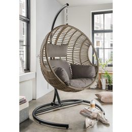 Destiny Hängesessel »COCO DE LUXE II« Stahl, Aluminium, Polyrattan, mit Gestell, inkl. Auflagen beige-grau Obermaterial: 100% Polyester. Füllung:...