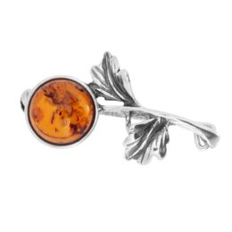 OSTSEE-SCHMUCK Brosche »Brosche Blume Brosche Blume« () 27x15mm Silberbrosche mit Bernstein als Blume gearbeitet