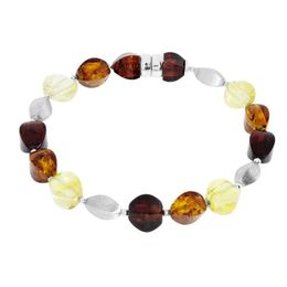 OSTSEE-SCHMUCK Armband &raquo;Armband Minou Armband Minou&laquo; 19cm Mit verschiedenfarbigen Bernsteinen und Silberelementen