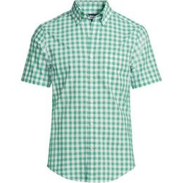 LANDS' END Gemustertes Popelin-Kurzarmhemd, Classic Fit, Herren,  Gr&uuml;n, Baumwolle, by Lands' End