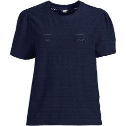 LANDS' END Lochmustershirt, Damen,  Blau, Baumwolle/Baumwoll-Mischung, by Lands' End