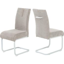 Jockenhöfer Freischwinger JOCKENHÖFER GRUPPE "Kenny", beige (beige, grau, weiß), B:44cm H:98cm T:60cm, 100% Polyester, Stühle, mit Taschenfederkern, Bezugsstoff Cord