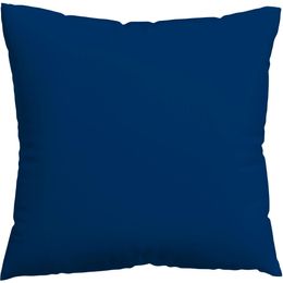 Kissenbezug Schlafgut "Knitted Jersey aus Bio-Baumwolle mit Elasthan, bügelfrei", blau (blau deep), B:80cm L:80cm, Jersey, Obermaterial: 95% Baumwolle, 5% Elasthan, Kissenbezüge, besonders fein gestrickt, Kissenhülle mit farbigem Reißverschluss