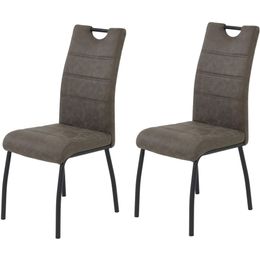 4-Fußstuhl Hela "PETRA", braun (vintage braun, schwarz, schwarz), B:43cm H:99cm T:61cm, 100% Polyester, Stühle, Vierfußstuhl; Vintage Optik; mit Griff; Rundrohrgestell