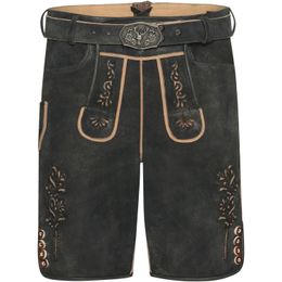 Luis Steindl Kurze Lederhose mit Stickerei Antik Schwarz (Gr&ouml;&szlig;e: 52)