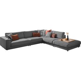 Ecksofa 3C CANDY "Enisa II, bequem und komfortabel, gro&szlig;es Familiensofa, L-Form", grau (platin), B:365cm H:86cm T:322cm, 100% Polyester, Sofas, Ecksofa, incl. 3 Flatterkissen, wahlweise mit Flecken-Schutz-Bezug Easy care