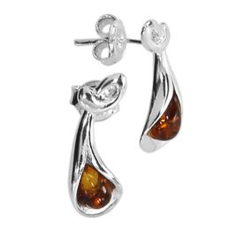Paar Ohrstecker OSTSEE-SCHMUCK "OSTSEE-SCHMUCK Ohrstecker Jeanne Ohrstecker Jeanne", weiß, Ohrringe, Damen, 18 x 7mm, Silber 925 (Sterlingsilber)