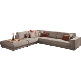 Ecksofa 3C CANDY "Enisa II, bequem und komfortabel, gro&szlig;es Familiensofa, L-Form", grau (taupe), B:365cm H:86cm T:322cm, 85% Polyester, 15% Viskose, Sofas, Ecksofa, incl. 3 Flatterkissen, wahlweise mit Flecken-Schutz-Bezug Easy care