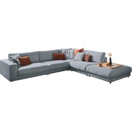 Ecksofa 3C CANDY "Enisa II, bequem und komfortabel, gro&szlig;es Familiensofa, L-Form", blau (light, blau), B:365cm H:86cm T:322cm, 85% Polyester, 15% Viskose, Sofas, Ecksofa, incl. 3 Flatterkissen, wahlweise mit Flecken-Schutz-Bezug Easy care