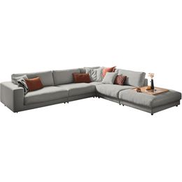 Ecksofa 3C CANDY "Enisa II, bequem und komfortabel, gro&szlig;es Familiensofa, L-Form", silber, B:365cm H:86cm T:322cm, 100% Polyester, Sofas, Ecksofa, incl. 3 Flatterkissen, wahlweise mit Flecken-Schutz-Bezug Easy care