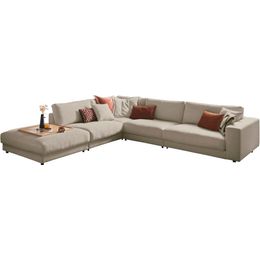 Ecksofa 3C CANDY "Enisa II, bequem und komfortabel, gro&szlig;es Familiensofa, L-Form", grau (taupe), B:365cm H:86cm T:322cm, 100% Polyester, Sofas, Ecksofa, incl. 3 Flatterkissen, wahlweise mit Flecken-Schutz-Bezug Easy care