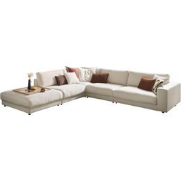 Ecksofa 3C CANDY "Enisa II, bequem und komfortabel, gro&szlig;es Familiensofa, L-Form", beige (nature), B:365cm H:86cm T:322cm, 100% Polyester, Sofas, Ecksofa, incl. 3 Flatterkissen, wahlweise mit Flecken-Schutz-Bezug Easy care
