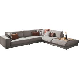 Ecksofa 3C CANDY "Enisa II, bequem und komfortabel, gro&szlig;es Familiensofa, L-Form", silber, B:365cm H:86cm T:322cm, 100% Polyester, Sofas, Ecksofa, incl. 3 Flatterkissen, wahlweise mit Flecken-Schutz-Bezug Easy care